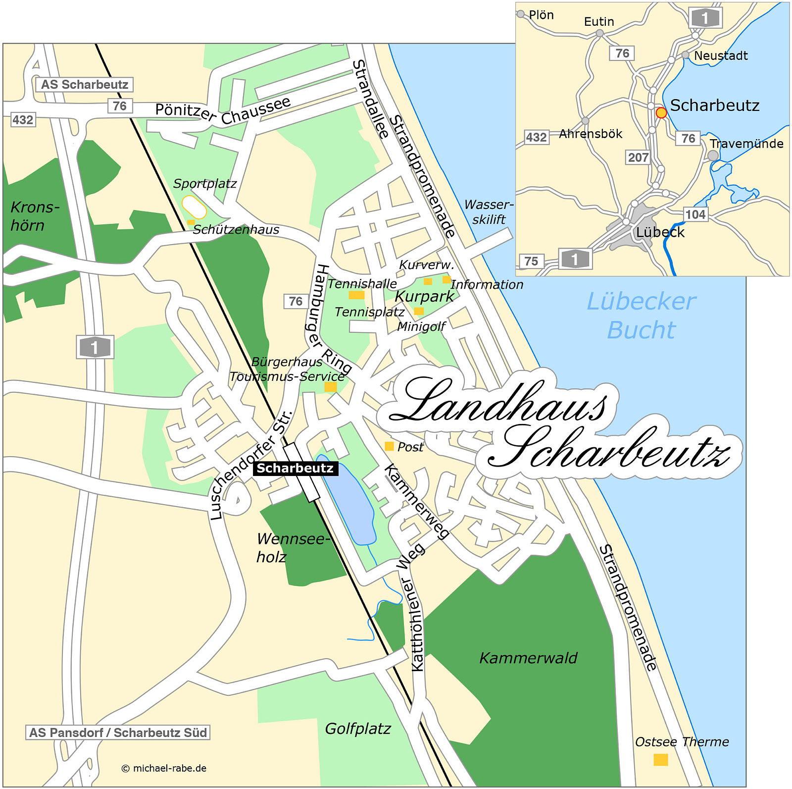 Individuelle Kartenskizze, Anfahrtsskizze, Anfahrtsplan: Landhaus ...